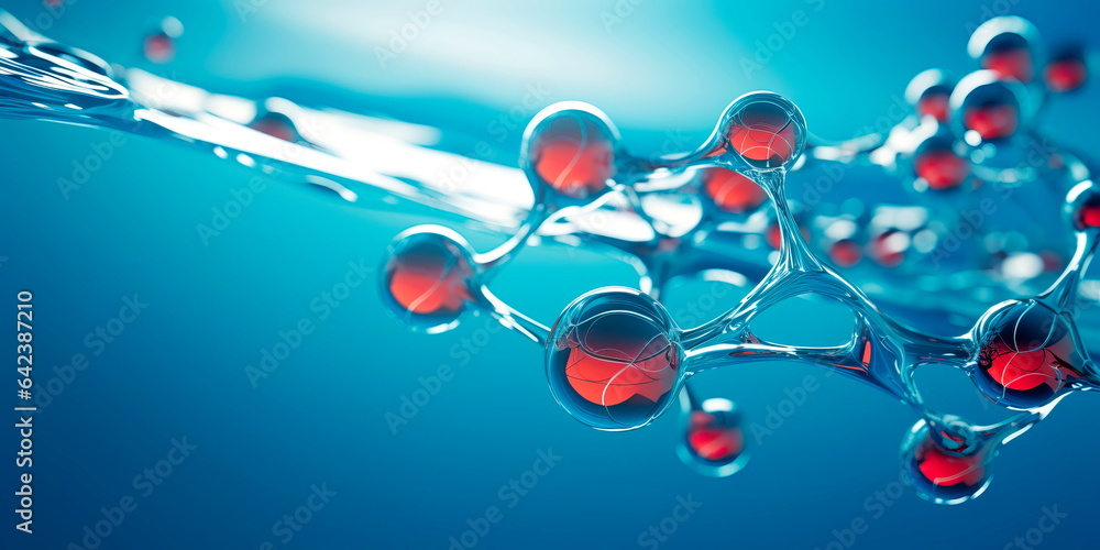 water molecule (H?O) with the structure of the hydrogen and oxygen ...