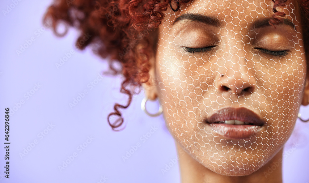 Skincare, mockup and a facial recognition for beauty with a woman on a ...