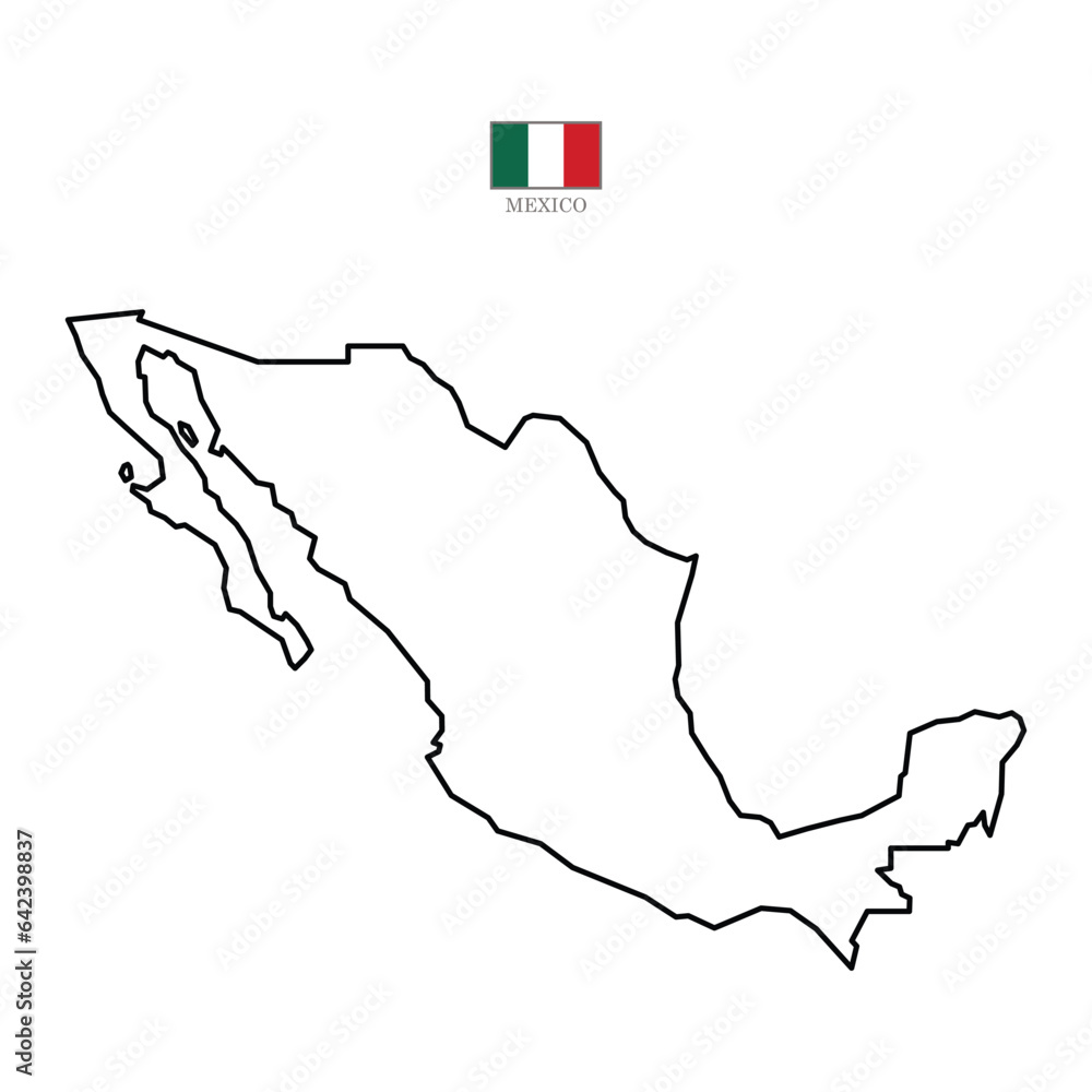 Mexico contour vector map with flag in color. Background map eps 10 ...