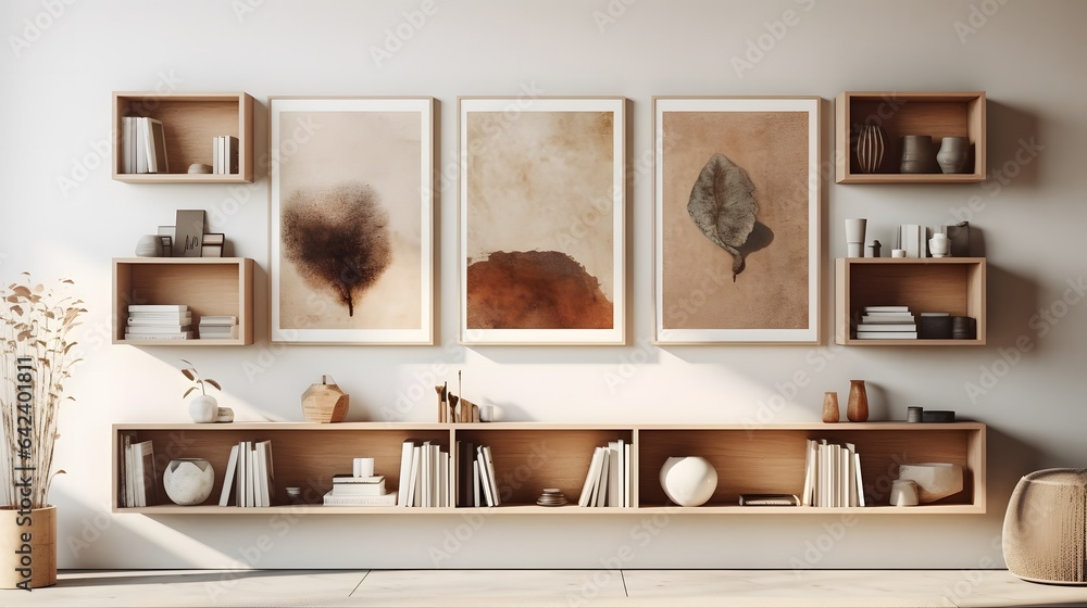 Virtual background with wooden bookshelf Stock Illustration | Adobe Stock