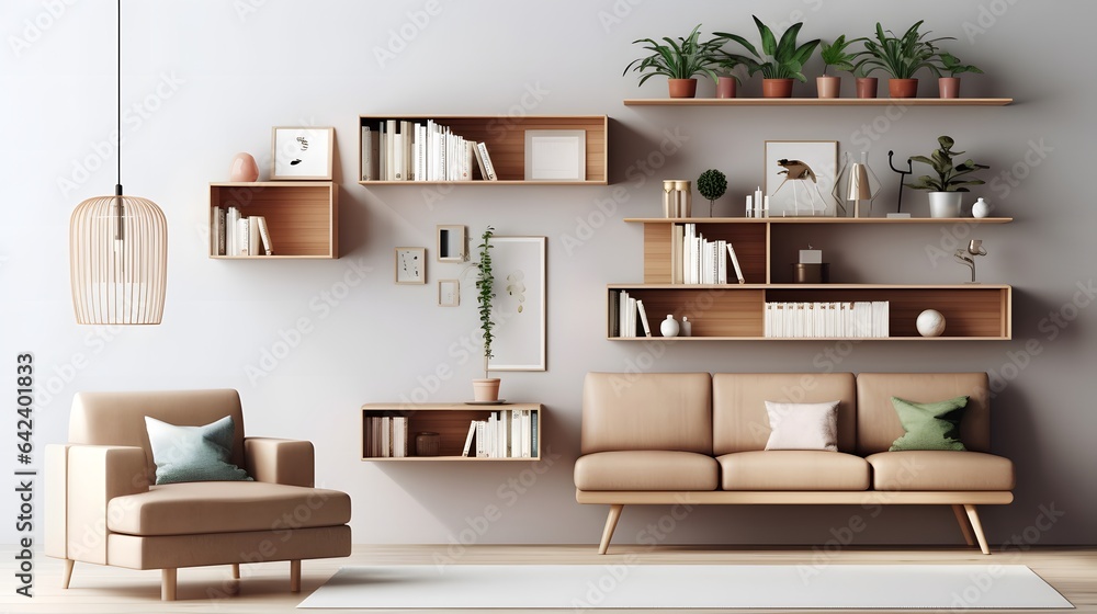 Virtual background with wooden bookshelf Stock Illustration | Adobe Stock