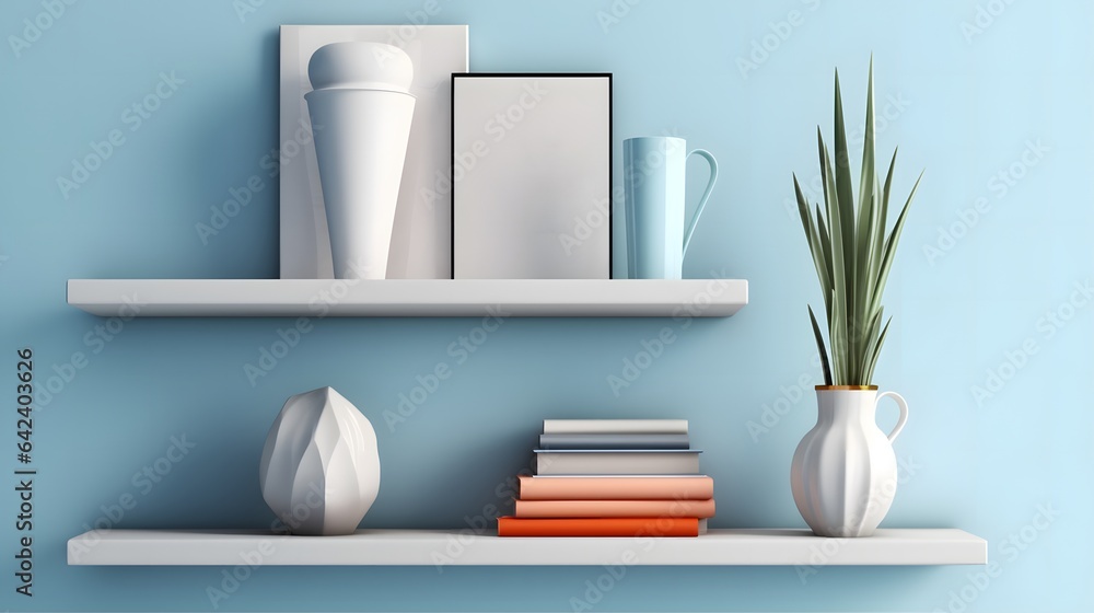 Blue virtual background with wooden bookshelf Stock Illustration ...