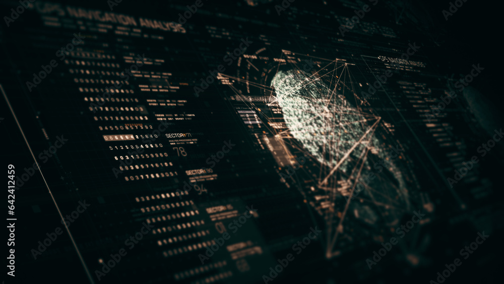 Advanced data matrix simulation UI with cutting-edge digital environment with a dynamic and ...