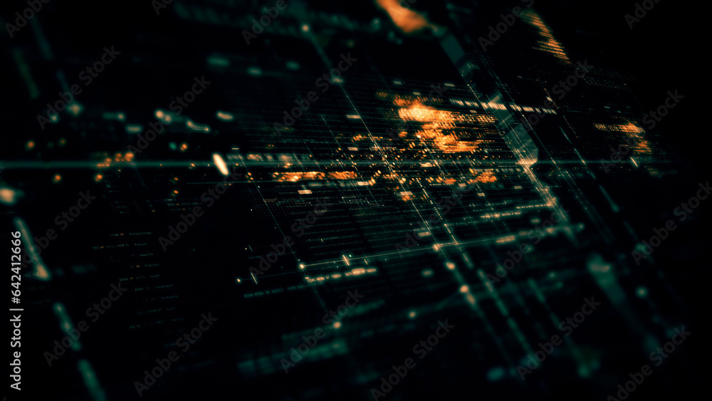 Advanced data matrix simulation UI with cutting-edge digital environment with a dynamic and ...