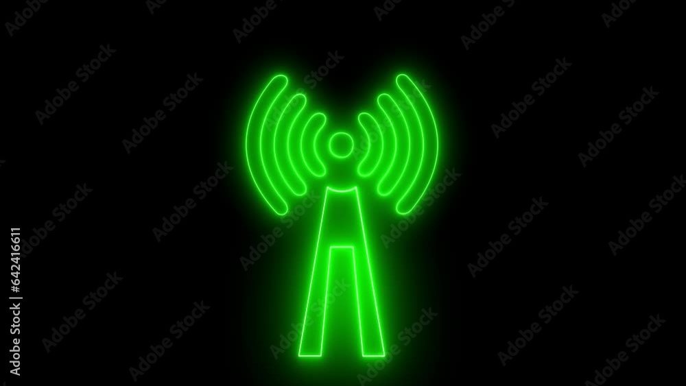 glowing Antenna icon animation. Radio antenna wireless. Technology and ...