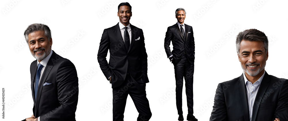 collection of an old, handsome businessman with a different photo pose ...