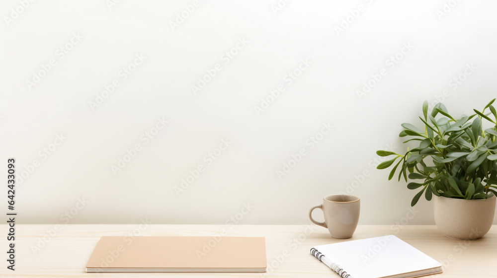 Office table on front view with minimalist background Stock Photo ...