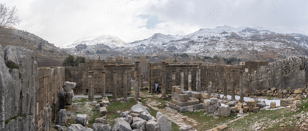 Antique roman temple, archeological site of Qalaat Faqra, Lebanon Stock ...