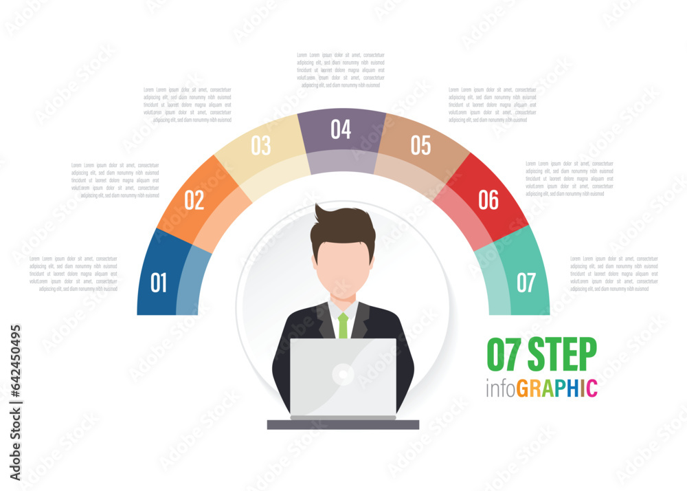employee half circle Pie charts for infographics. Elements with 3, 4, 5 ...