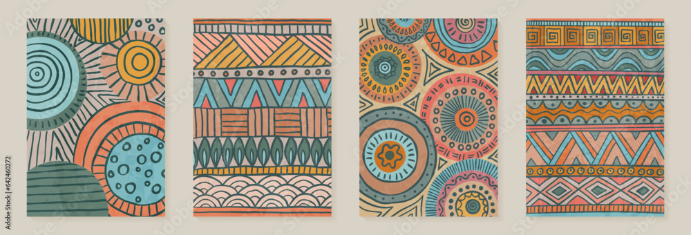 Poster ethnic African tribal ornaments. Abstract background design ...