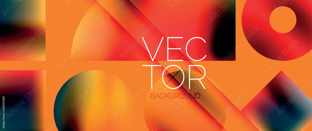 Squares and circles design. Fluid color gradients with metallic effects ...