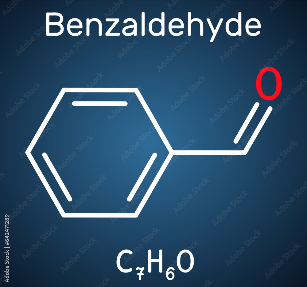 Benzaldehyde, benzoic aldehyde molecule. It is simplest aromatic ...