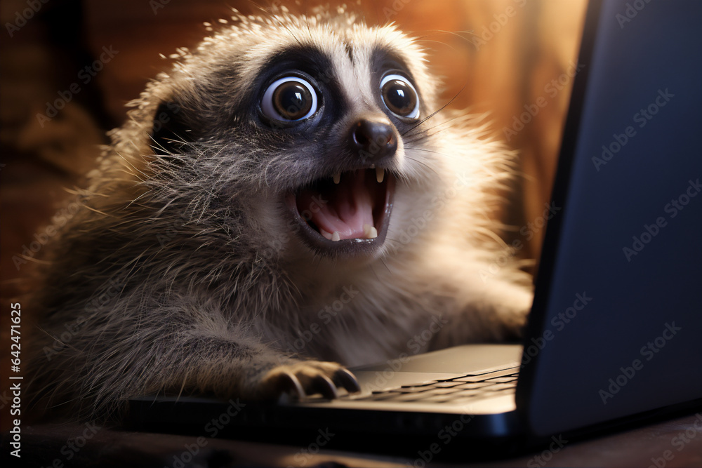 shocked expressions of various animals when they watching the laptop in ...