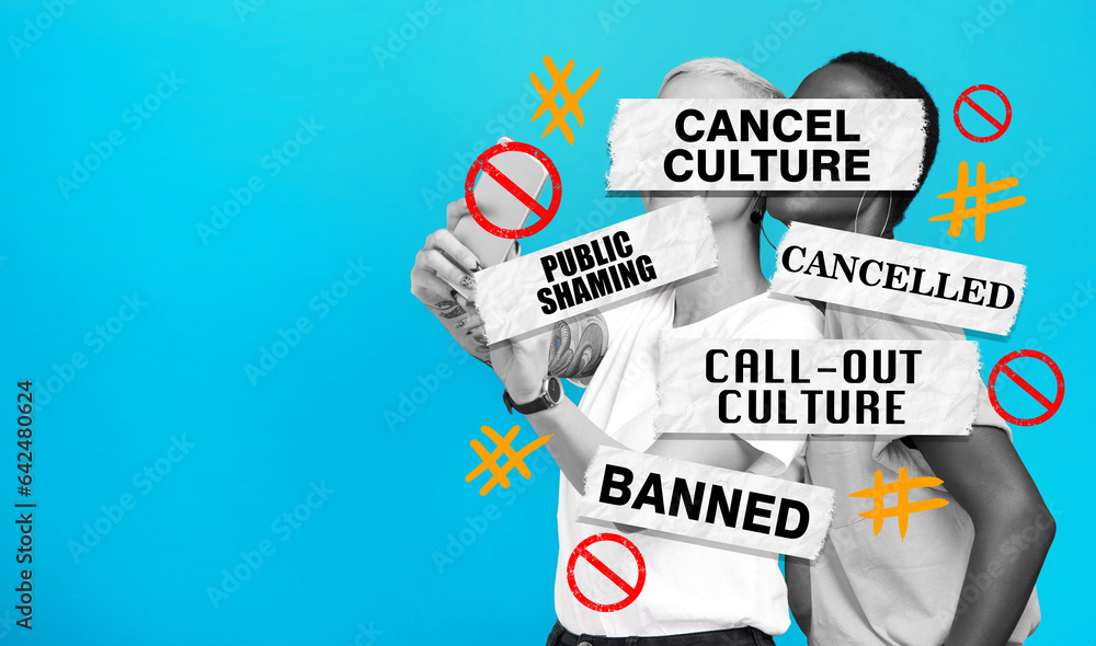 Social media, cancel culture and people online, internet or mobile app ...