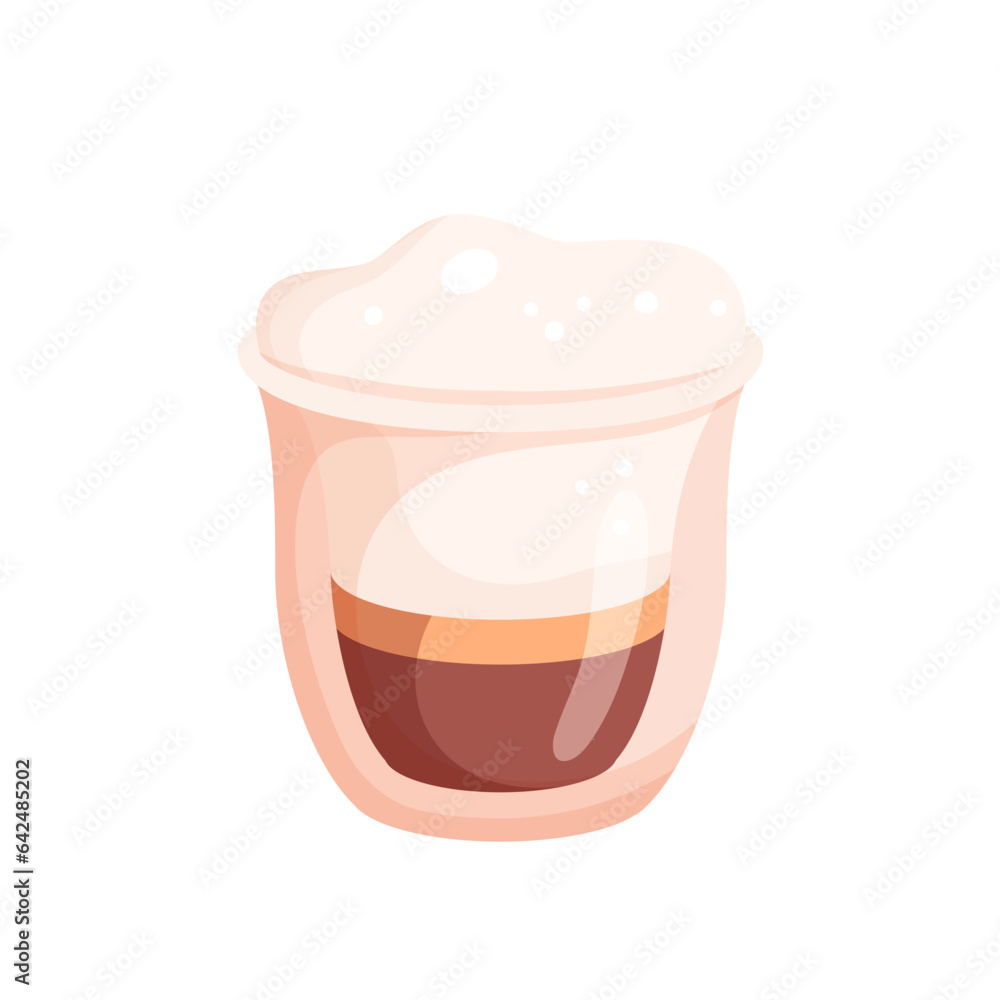 Coffee latte macchiato in shot glass vector illustration. Cartoon ...