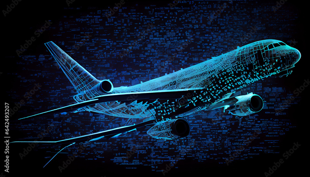 Blue digital airplane data made by Ai generated image Stock ...