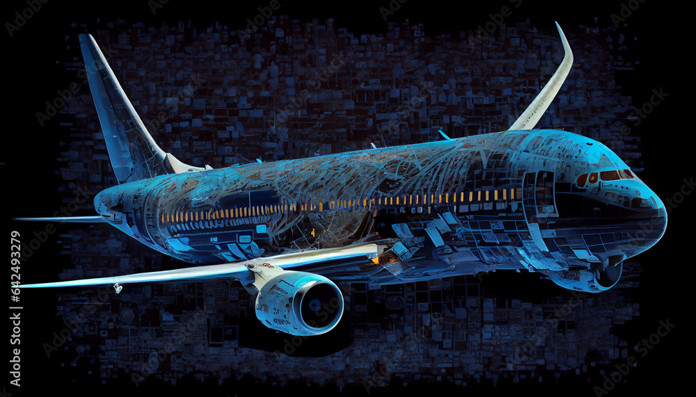 Blue digital airplane data made by Ai generated image Stock ...
