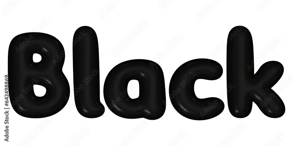 Black text in 3d rendering isolated on transparent background for color ...