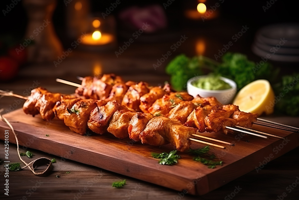 Grilled chicken skewer, espetinho de frando grelado, brazilian food ...