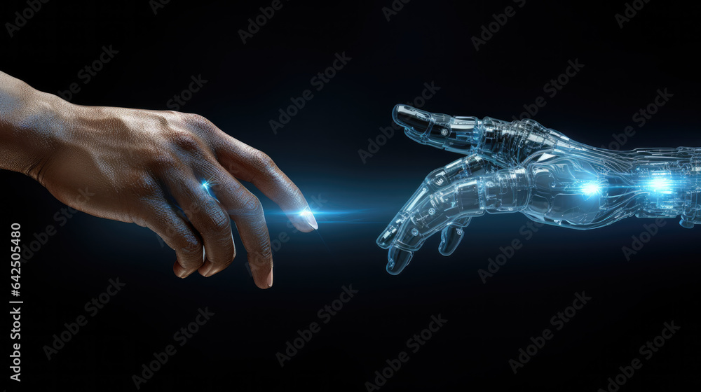 Digital robot handshake human background futuristic digital age robot ...