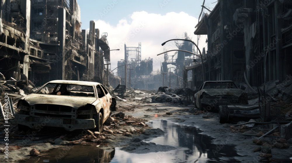 Hyperreal Post-Apocalyptic Urban Decay: Ultra-Realistic Scene with ...