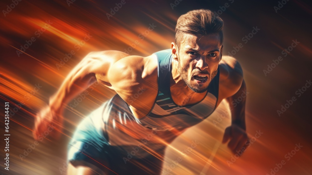 a closeup photo of a professional american track sprinter running on a ...