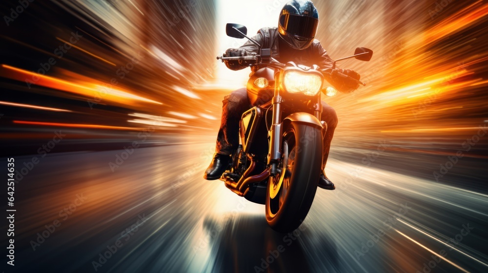 motocross rider biker driving on a motorcycle with high speed in motion ...