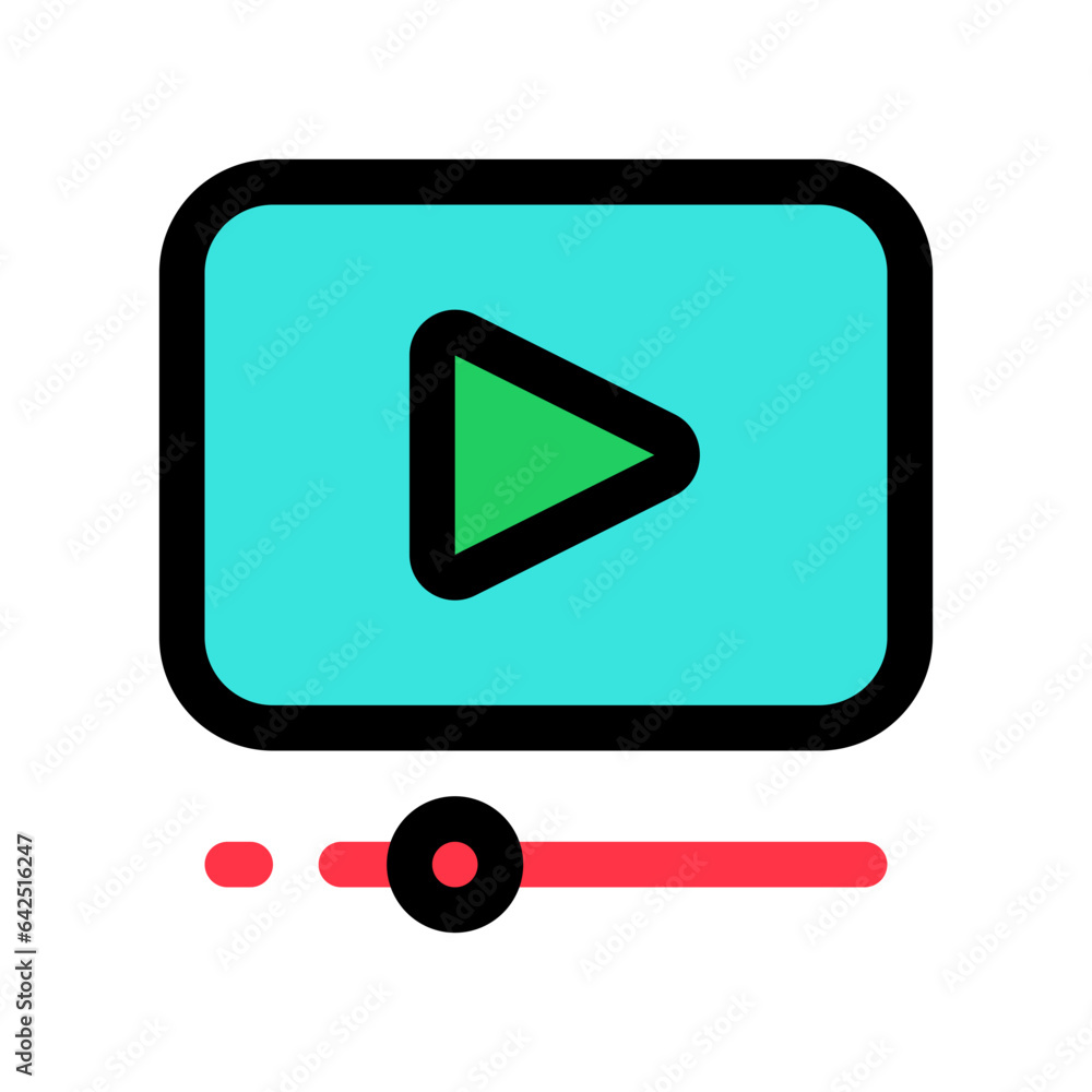 Editable video player, app, web, streaming vector icon. Movie, cinema ...