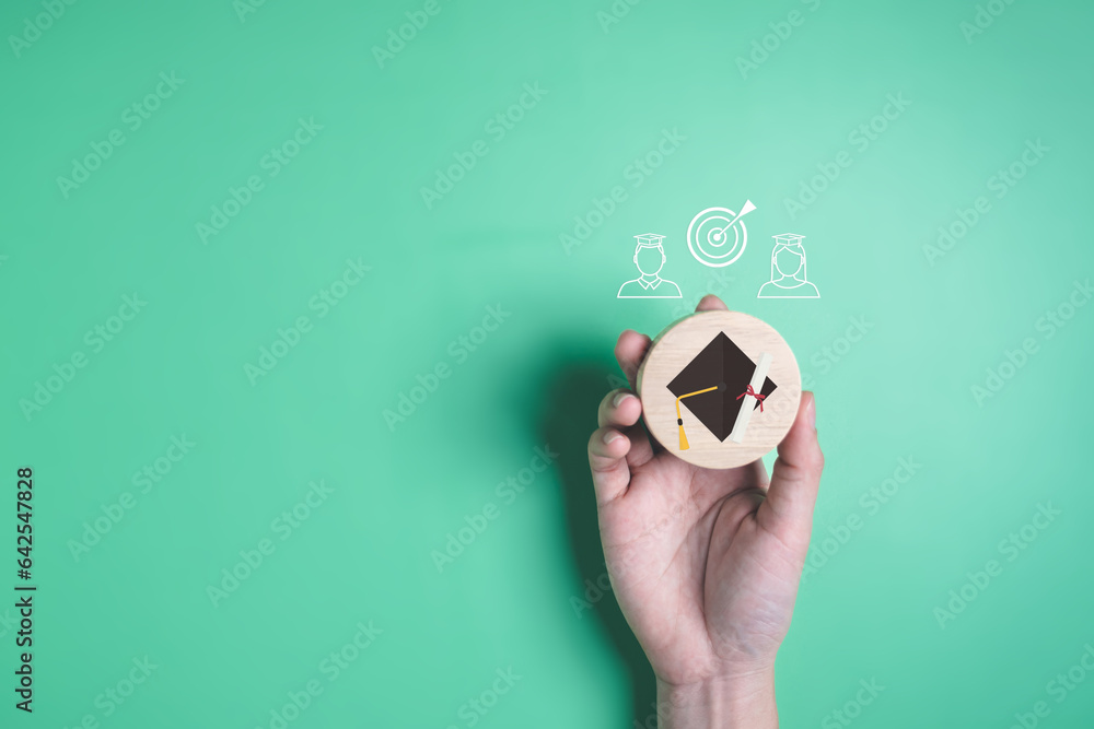 Certificate and graduation cap icons for education graduation and ...