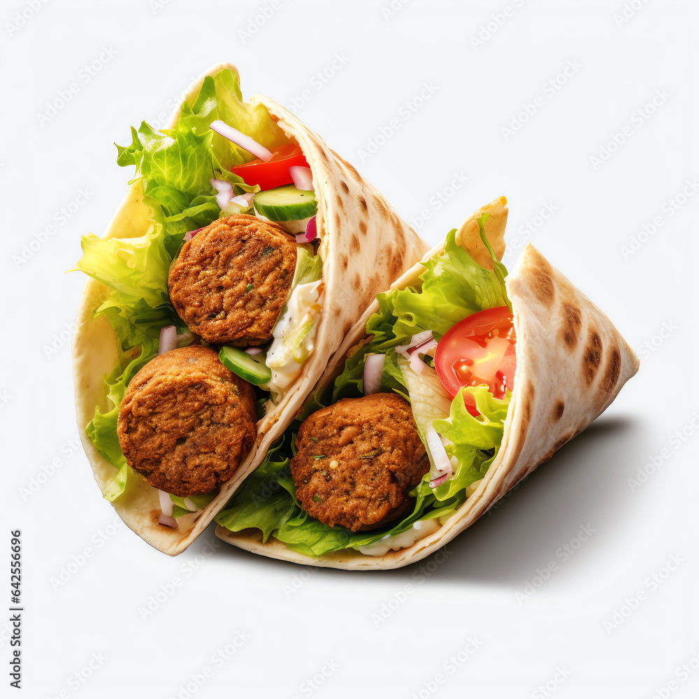 Authentic fresh falafel balls inside with pita bread, pita sandwich ...
