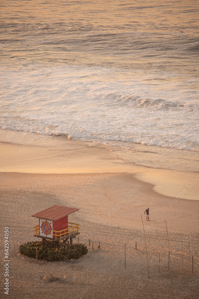 Rio de Janeiro, Brazil: early morning activities on a desert Copacabana ...