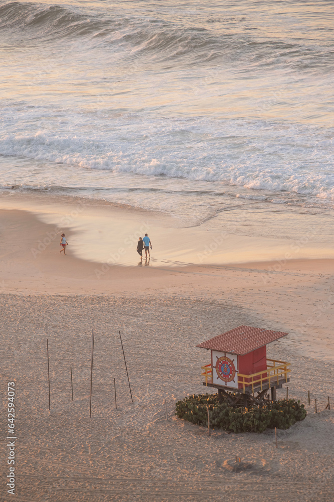 Rio de Janeiro, Brazil: early morning activities on a desert Copacabana ...
