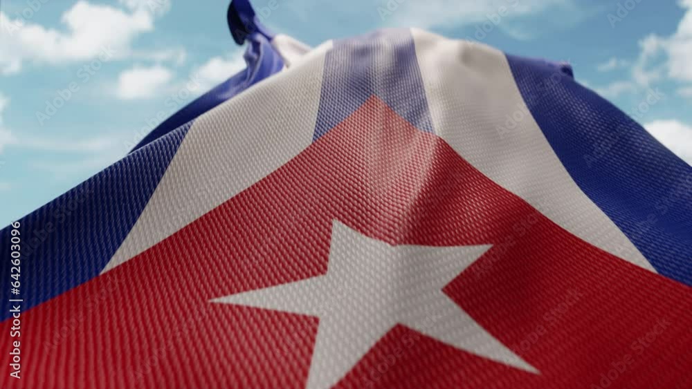 Wavy flag of Cuba blowing in the wind in slow motion. Waving colorful ...