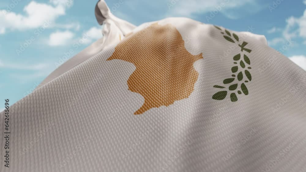 Wavy flag of Cyprus blowing in the wind in slow motion. Waving colorful ...