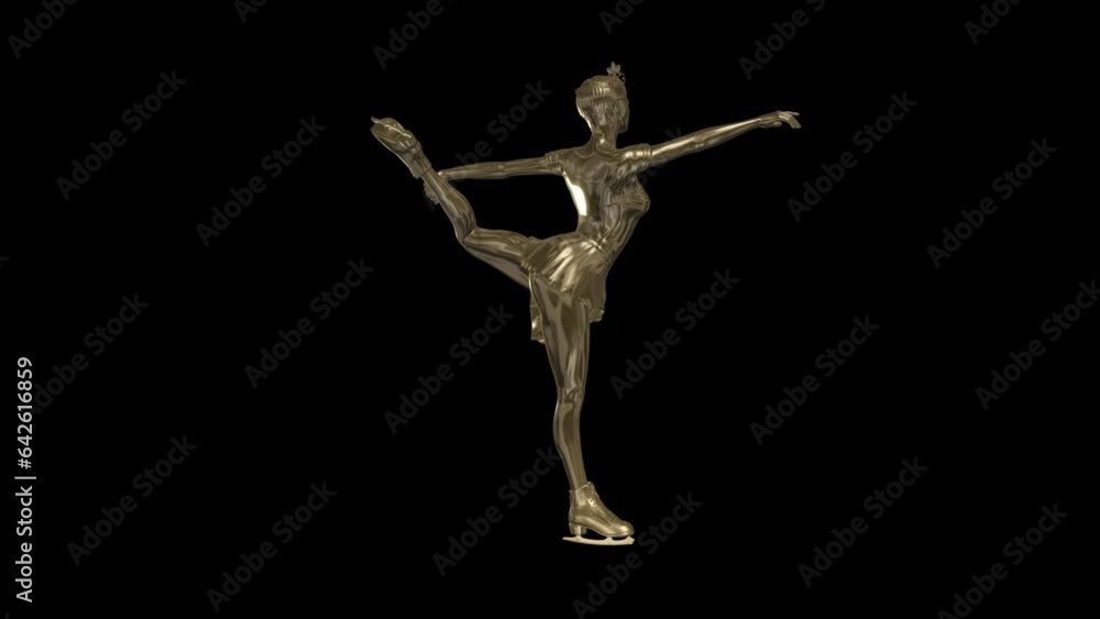 Ice Skater - Golden Female Figurine - Skating Spi Loop - Alpha Channel ...