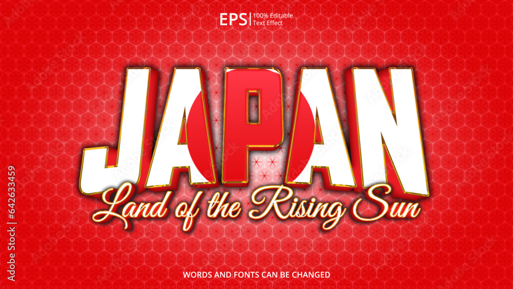 japanese editable text effect with japan flag patter style and land of ...