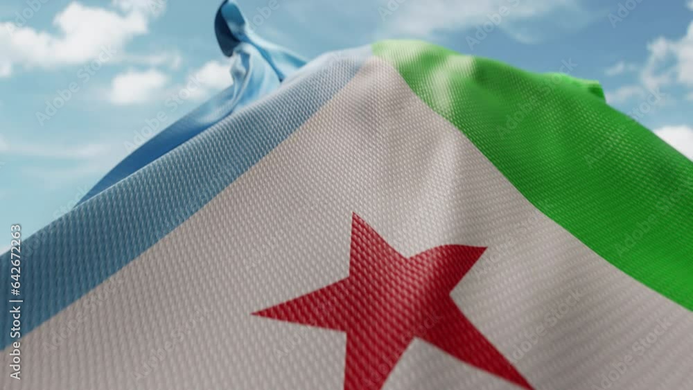 Wavy flag of Djibouti blowing in the wind in slow motion. Waving ...