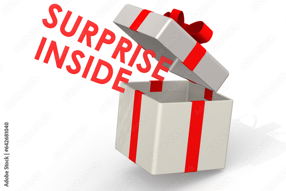 Open gift box with surprise inside word Stock Illustration | Adobe Stock