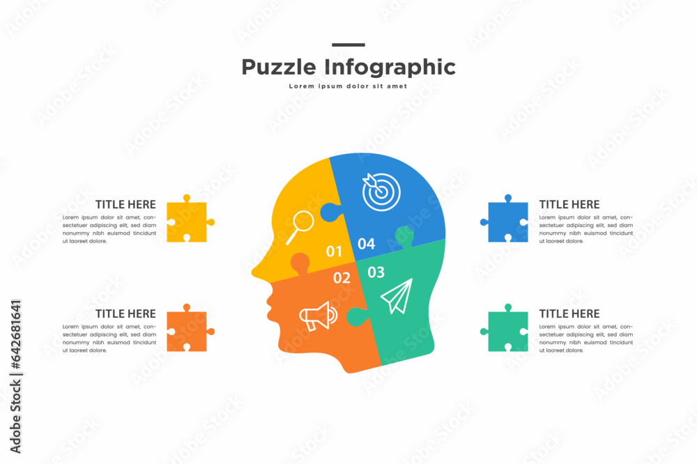 puzzle infographic design with 4 step, graph to describe the steps ...
