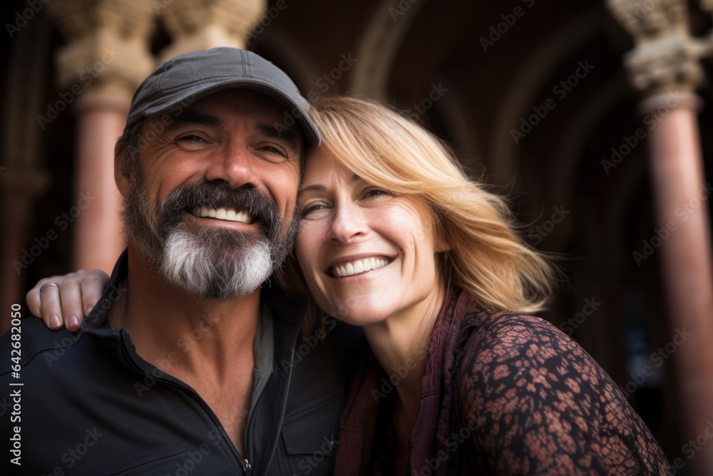 Couple in their 40s smiling at the Mezquita-Catedral de Córdoba in ...