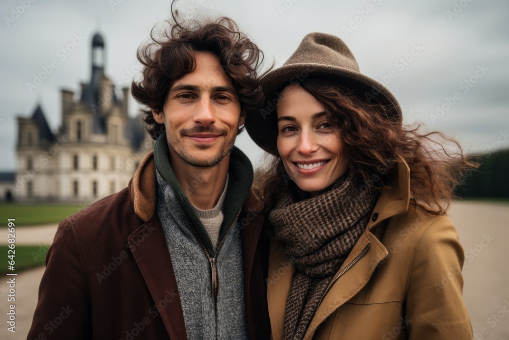 Couple in their 40s at the Château de Chambord in Chambord France Stock ...