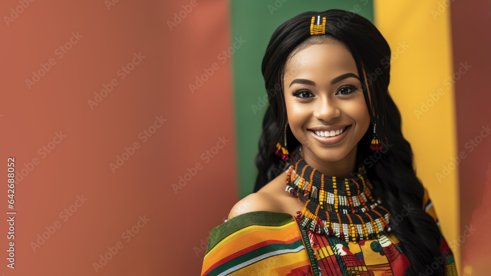 Native Ghanaian resident girl in kente traditional costume clothes ...