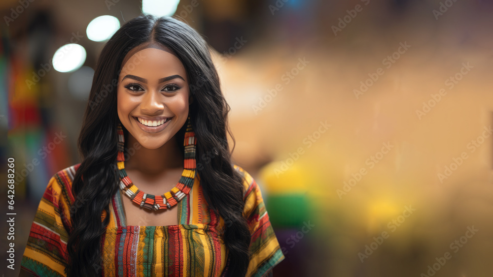 Native Ghanaian resident girl in kente traditional costume clothes ...