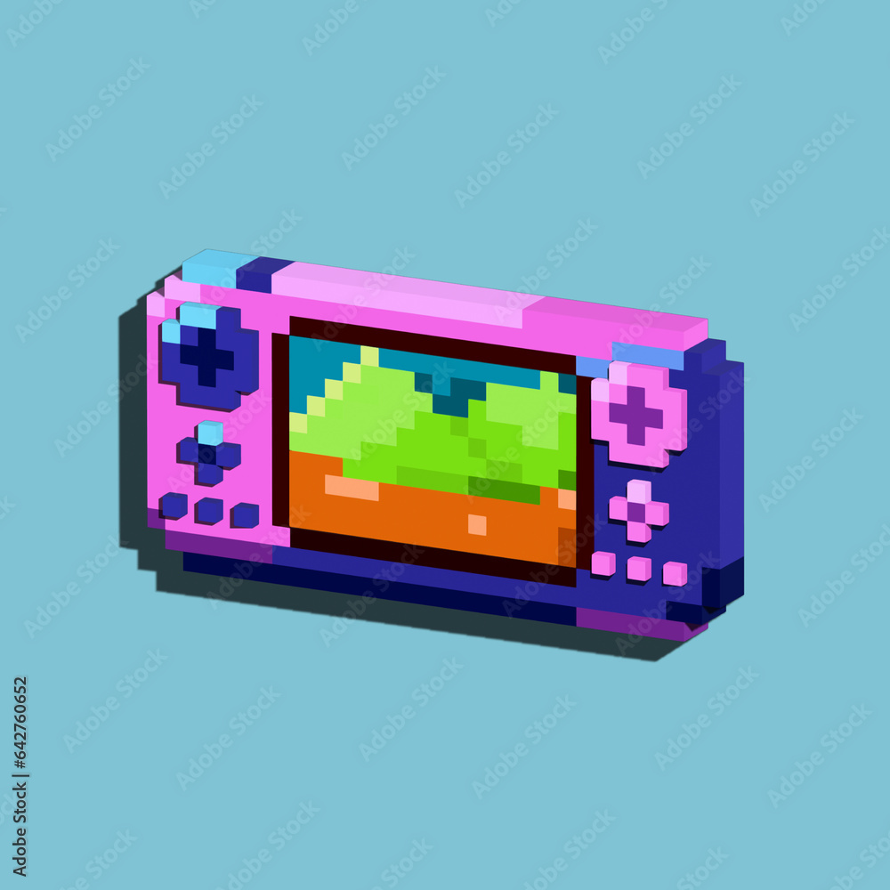 Isometric Asset from Pixel art square 3d of purple blue console for ...