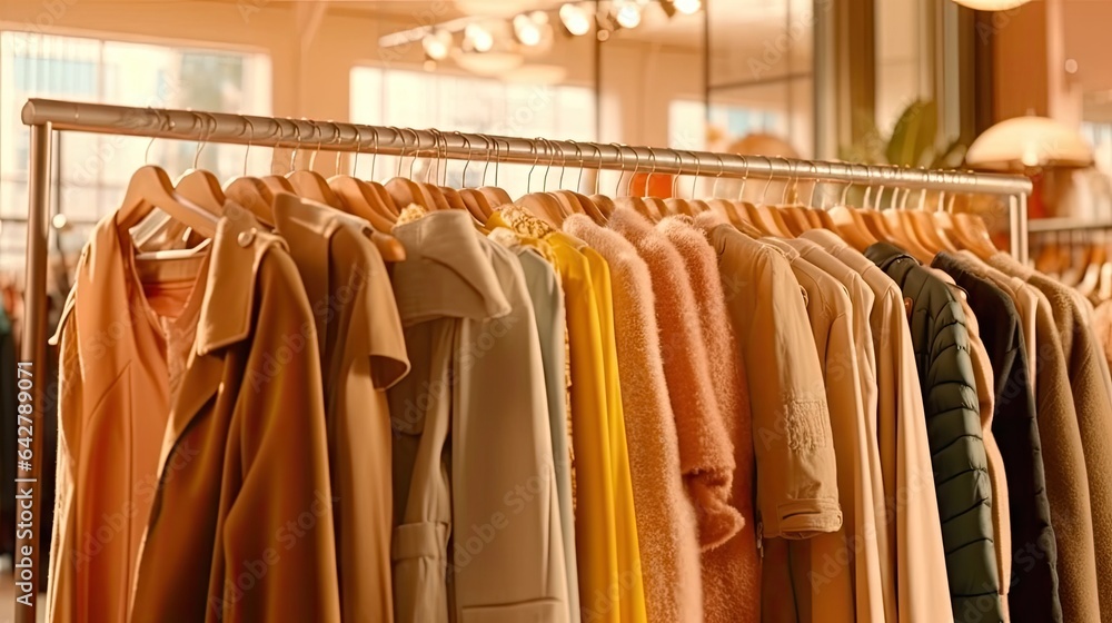 clothes hanging on a rack in a clothing store, with text overlay that ...