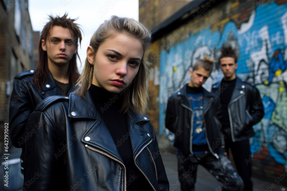 90s Punk Rock: Woman-Led Band in Graffiti Alleyway with Rebellious ...