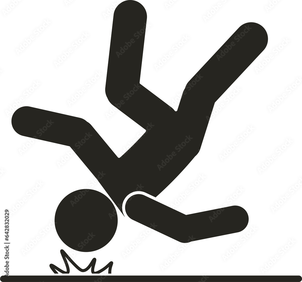 Isolated illustration of yellow triangle man falling from high surface ...