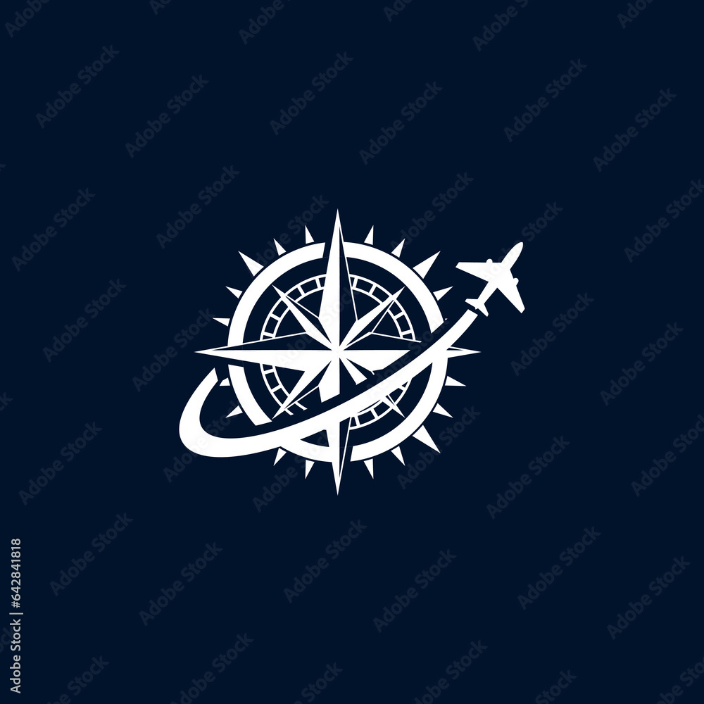 explorer with compas and plain design logo Stock Vector | Adobe Stock