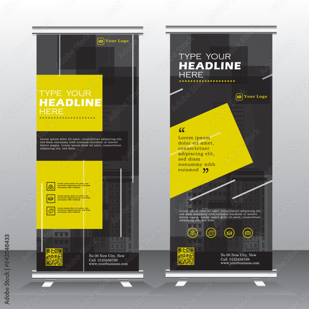 Roll up banner template for your business, vertical banner template ...