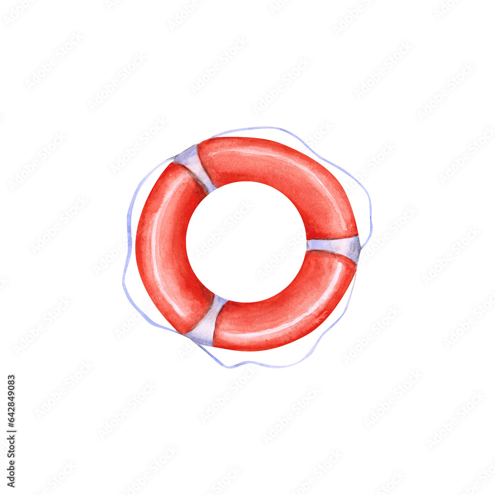 Lifebuoy isolated on a transparent background. Watercolor life buoy ...